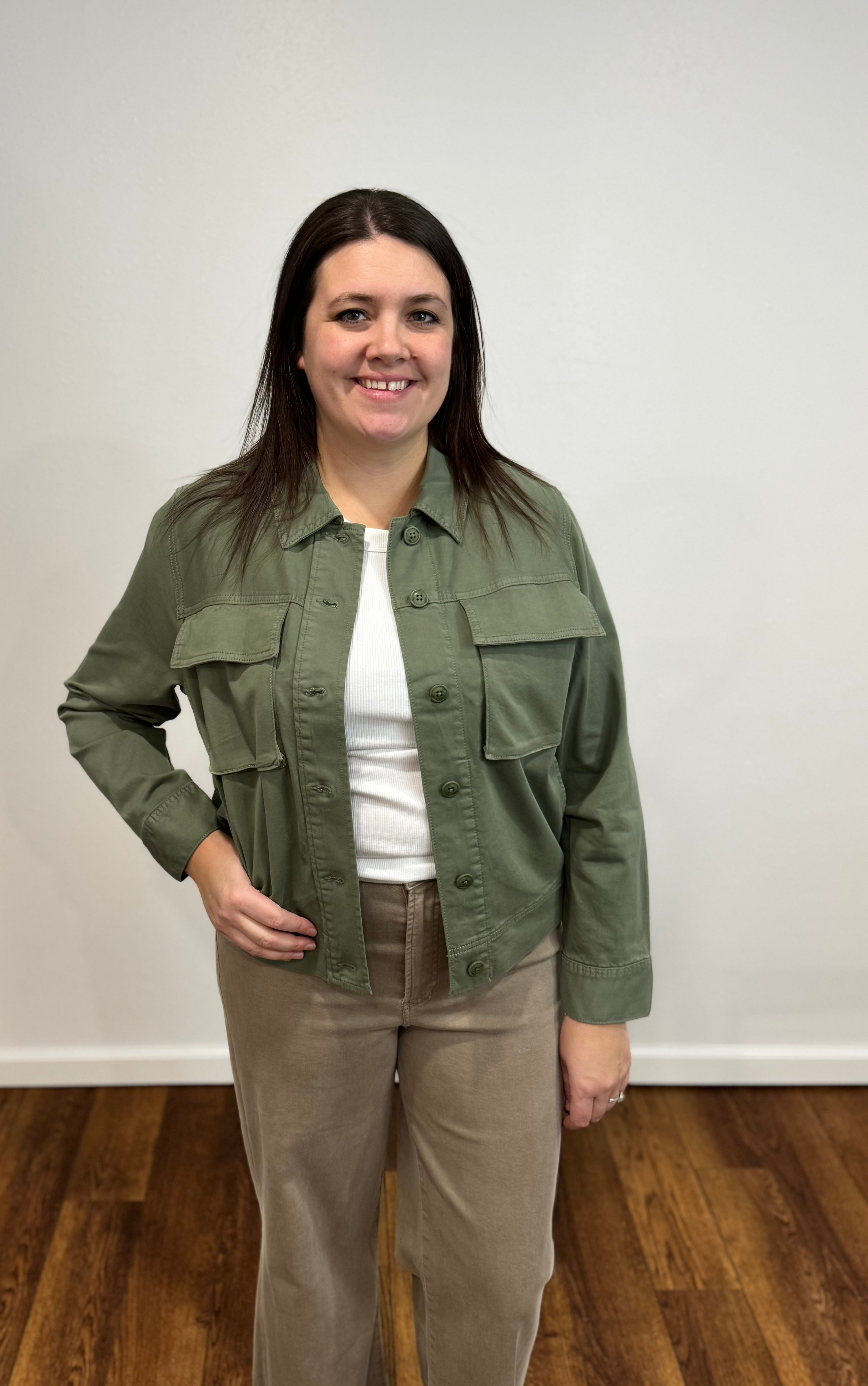 Liverpool Olive Cargo Jacket – J. Lily Boutique